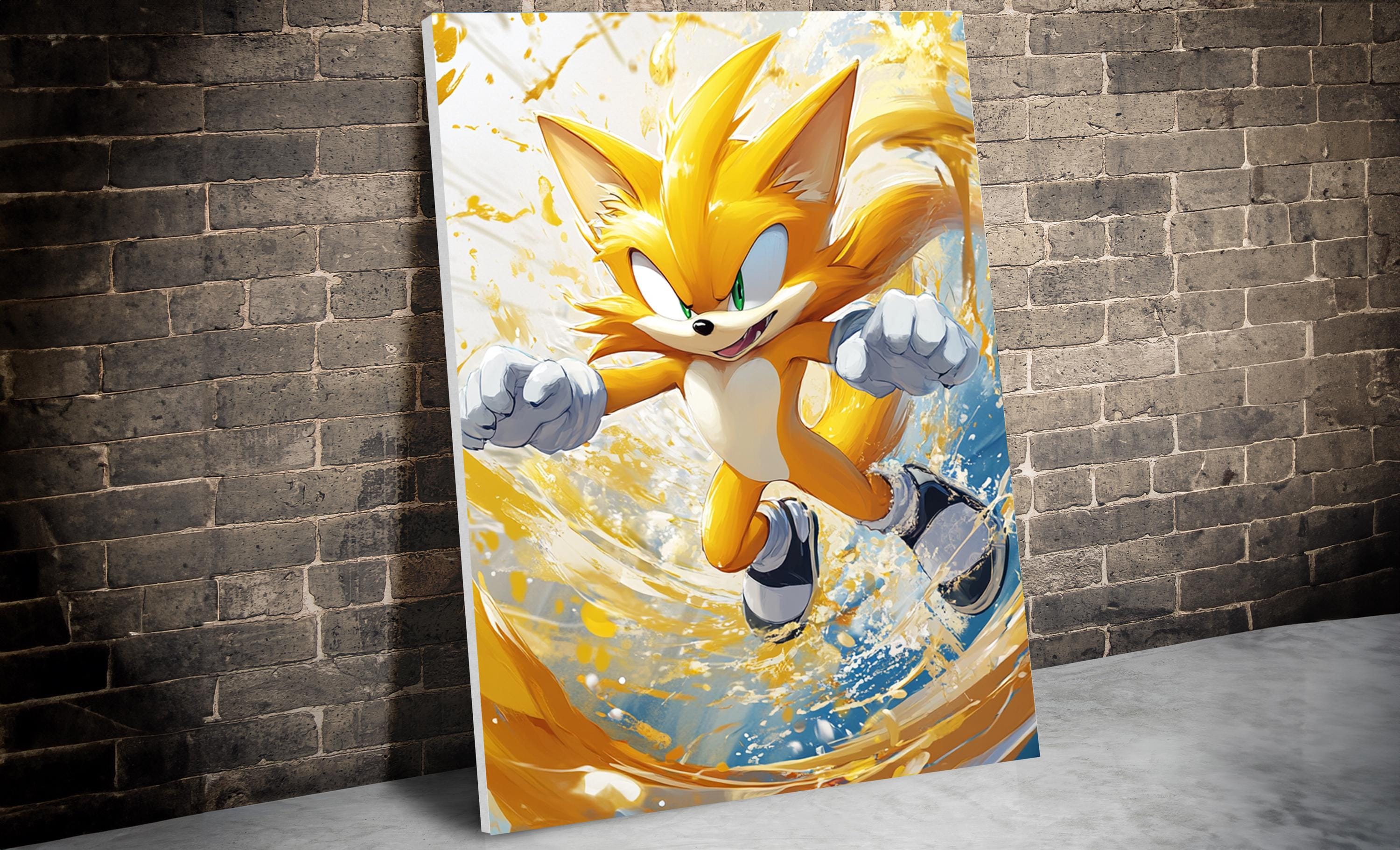 Tails Watercolor Canvas, Tails Gift, Tails Art, Tails Poster, Miles Ga ...